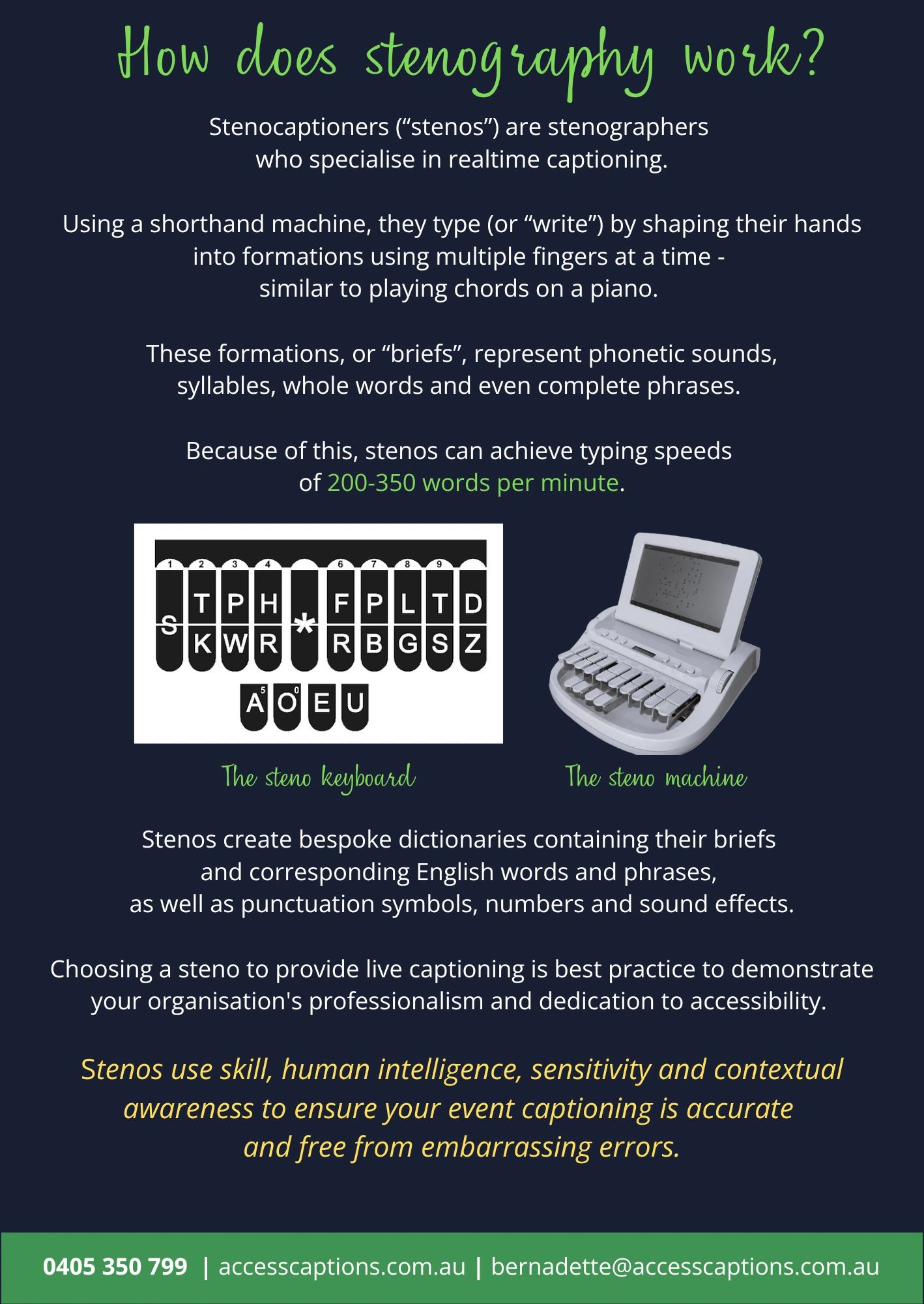 Access Captions - Realtime Captioning, What Is Stenography, Stenographer